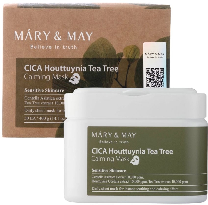 Mary&May CICA Houttuynia Tea Tree Calming Mask zestaw 30 kojących masek ...