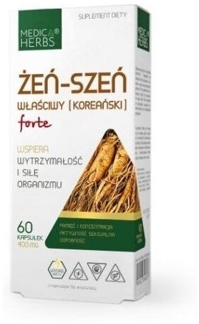 Medica Herbs Żeń-szeń właściwy (koreański) forte 60 kapsułek - cena ...