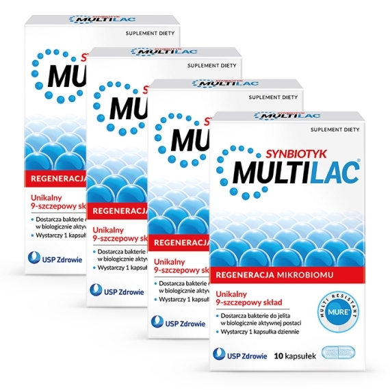 Multilac Synbiotyk (probiotyk + prebiotyk), osłona na jelita 10kaps ...