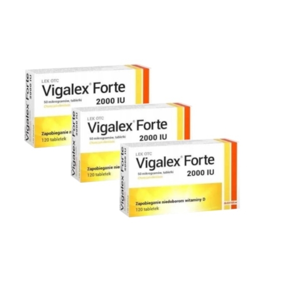 Vigalex Forte 2 000 I.U. 120 tabletek Zestaw: 3x120 tabletek - Rosa24 ...